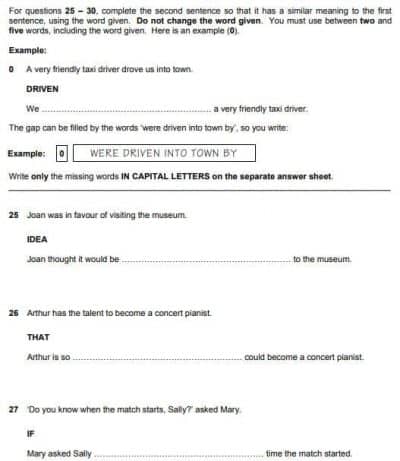 Cambridge B2 First (FCE): Reading & Use of English Part 4 - Teacher Phill